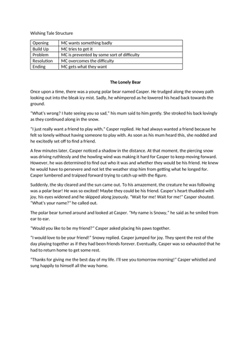 Talk for Writing Model Text- Wishing Tale- The Lonely Bear | Teaching ...