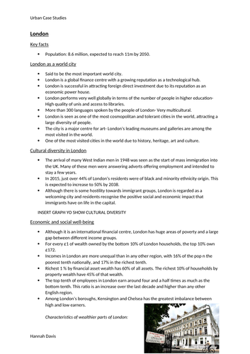 London Case Study for Urban Environements topic in A-Level AQA ...