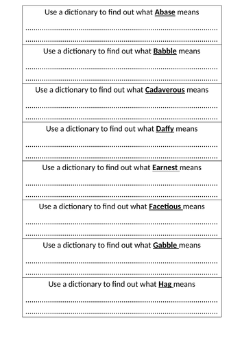 Dictionary work for new vocabulary | Teaching Resources