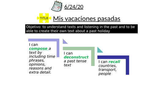 vacaciones pasadas- past holidays Mira2 KS3 | Teaching Resources