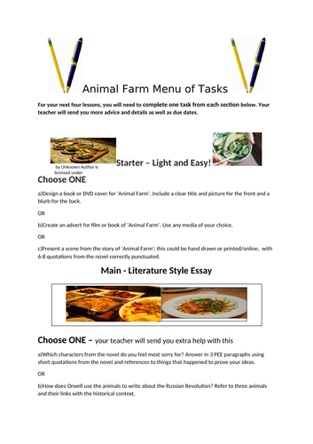 Animal Farm follow up tasks - at Home | Teaching Resources