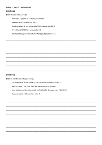 AQA GCSE French Foundation Oral Questions | Teaching Resources