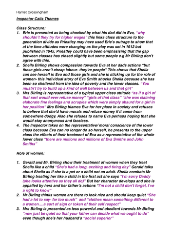 An Inspector Calls Character & Theme Notes | Teaching Resources