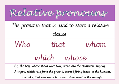 Relative Pronoun display KS2 | Teaching Resources