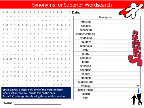 Superior Synonyms Wordsearch Sheet Starter Activity Keywords Cover ...