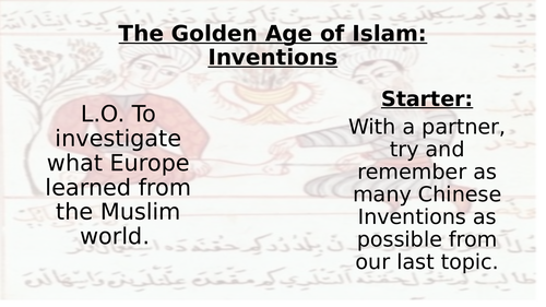 Islam in the Medieval Ages: Inventions | Teaching Resources