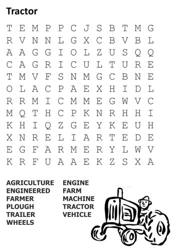 Tractor Word Search | Teaching Resources
