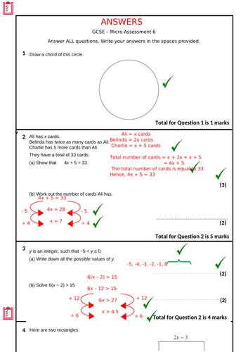 GCSE µ-Assessment 6: Circles, Circumference, Solving Inequalities ...