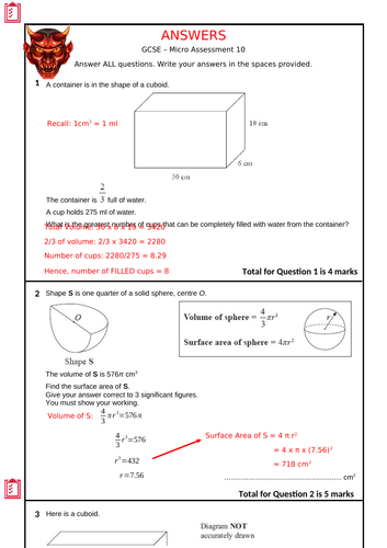Volume Of Compound Shapes Worksheet Tes