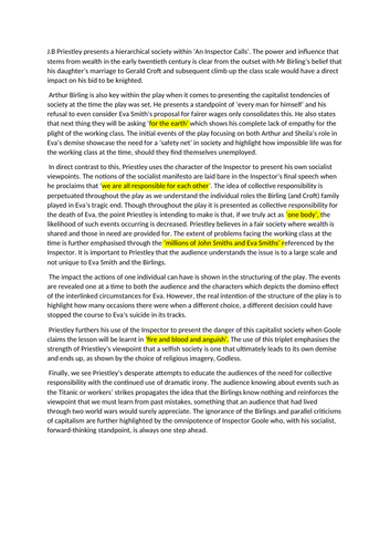 An Inspector Calls: Grade 9 Sample Essay | Teaching Resources An Inspector Calls: Grade 9 Sample Essay | Teaching Resources