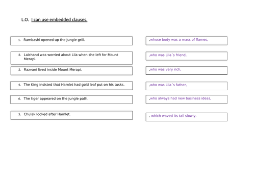 Embedded Clauses in The Firework Maker´s Daughter. | Teaching Resources