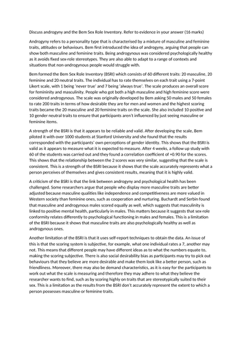 Psychology Gender 16 Mark Example Answers Bundle | Teaching Resources