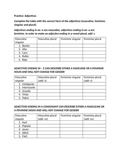 Adjective practice | Teaching Resources