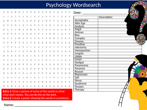 2 x Psychology Wordsearch Starter Activity Homework Cover Lesson ...