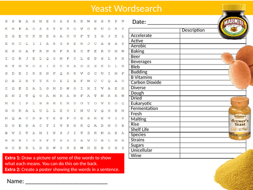 Yeast #2 Wordsearch Puzzle Sheet Keywords Settler Starter Cover Lesson ...