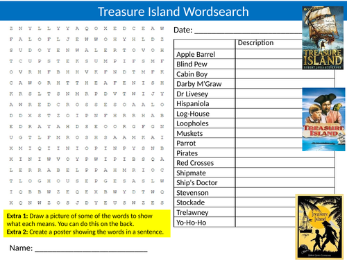 Treasure Island Novel Wordsearch Sheet Starter Keywords Cover English ...
