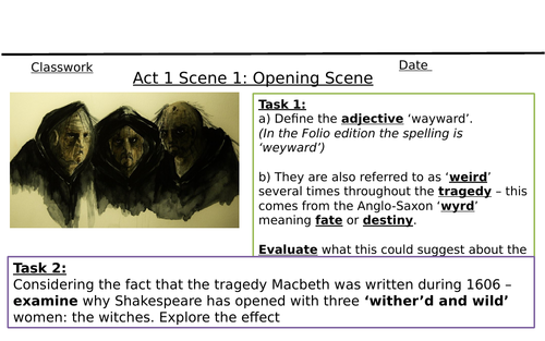 Act 1 Scene 1 Macbeth | Teaching Resources