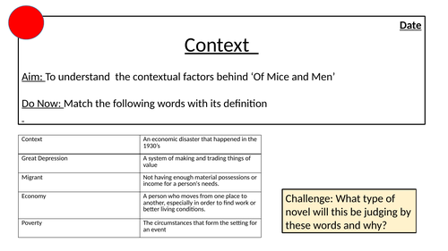 Of Mice and Men Context | Teaching Resources