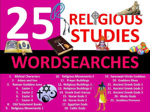 25 x RE Wordsearch Sheet Starter Activity Keywords Cover Religious ...