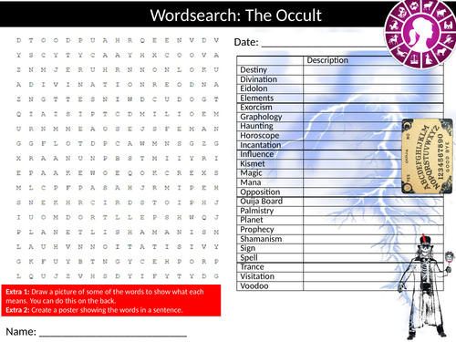 The Occult Wordsearch Sheet Starter Keywords Cover Religious Legends ...