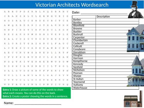 2 x Victorian Architects Wordsearch Architecture Design Starter ...