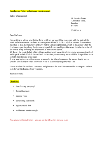 Formal letter | Teaching Resources
