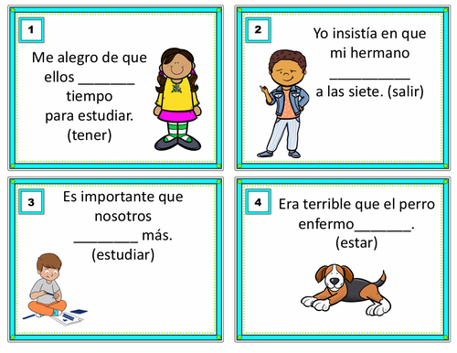 Spanish Present Subjunctive vs Imperfect Subjunctive Task Cards ...