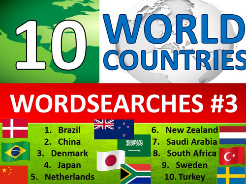 10 x Countries #3 Wordsearch Geography Starter Activity Homework Cover ...