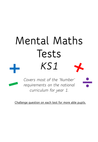Year 1 (KS1) Mental Maths tests | Teaching Resources