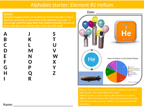 Alphabet Analyser Wordsearch Starter Activity Homework Cover Chemistry ...