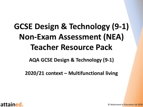 GCSE D&T (9-1) NEA Teacher Resource Pack (Multifunctional Living ...