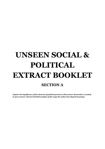 Unseen Social and Political Protest Extracts | Teaching Resources