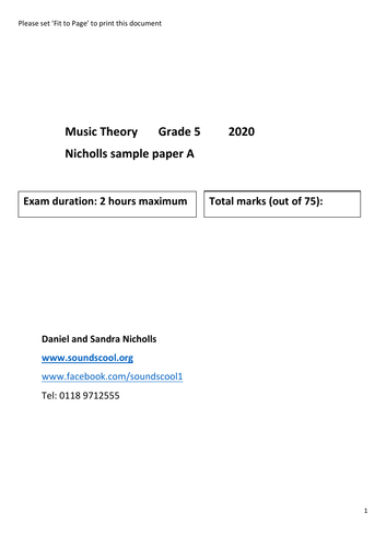 Sample Grade 5 Theory paper 2020 | Teaching Resources