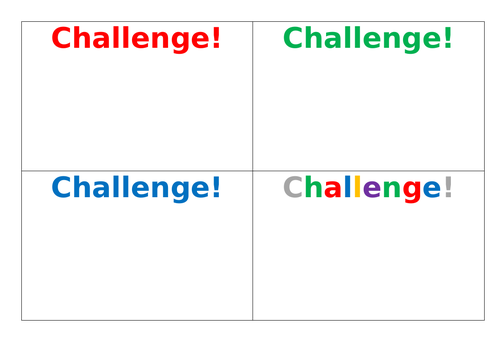 Blank challenge cards | Teaching Resources Blank challenge cards | Teaching Resources