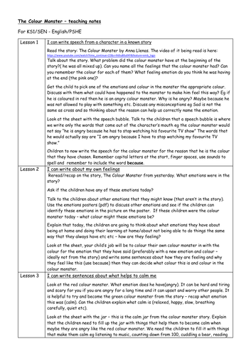 The Colour Monster writing | Teaching Resources