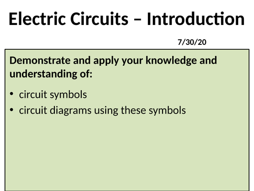 Electric Circuits - Introduction | Teaching Resources Electric Circuits - Introduction | Teaching Resources