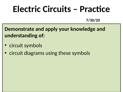 Electric Circuits - Practice | Teaching Resources