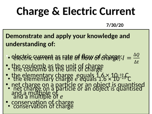 Electric Charge & Current | Teaching Resources