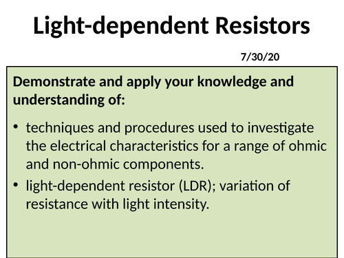 Light-dependent Resistors | Teaching Resources