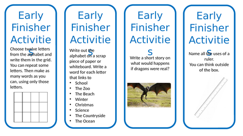 Early Finisher Task Cards | Teaching Resources