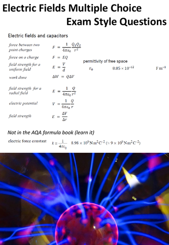 Electric Fields multiple choice & solutions AQA A-level Physics ... Electric Fields multiple choice & solutions AQA A-level Physics ...