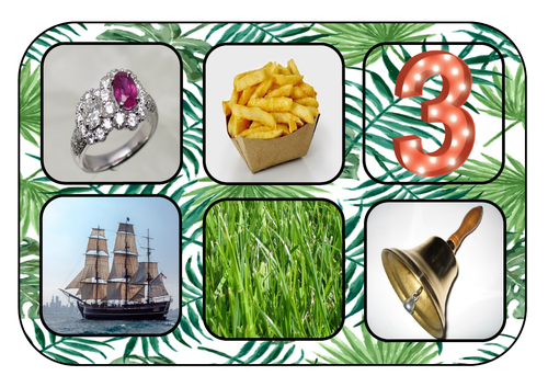 Phase 3 match sound to picture bingo (can use yellow door pebbles ...