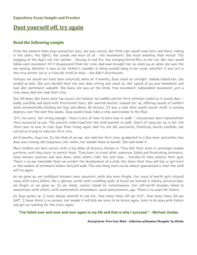 Dust yourself off - Essay Sample and Practice | Teaching Resources