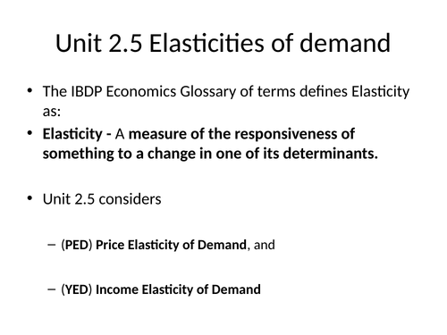 Unit 2.5 Elasticities of demand (IBDP) | Teaching Resources