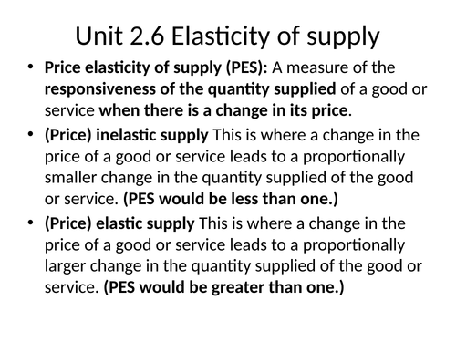 Unit 2.6 Elasticity of supply IBDP | Teaching Resources