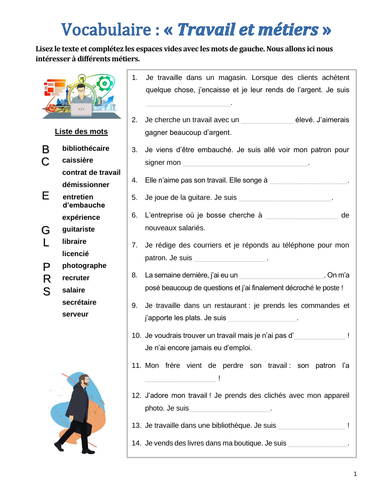 (French vocabulary) Vocabulaire : le travail et les métiers | Teaching ...