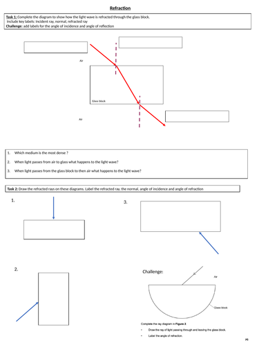Foundation Refraction Worksheet Teaching Resources