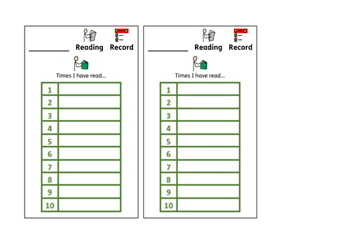 Individual Reading Record Visuals/Display, Reading for Pleasure (Widgit ...