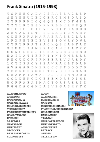 Frank Sinatra Word Search | Teaching Resources