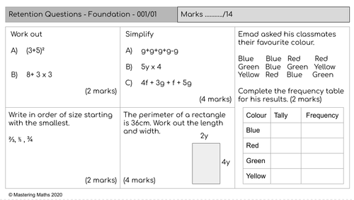 GCSE Foundation Mathematics - Set 01 - Retention / Skills Check ... GCSE Foundation Mathematics - Set 01 - Retention / Skills Check ...